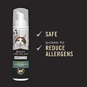 Purina Pro Plan Rinse Free, Allergen Reducing Dry Shampoo for Cats, LIVECLEAR Cleansing Foam - 8.5 oz