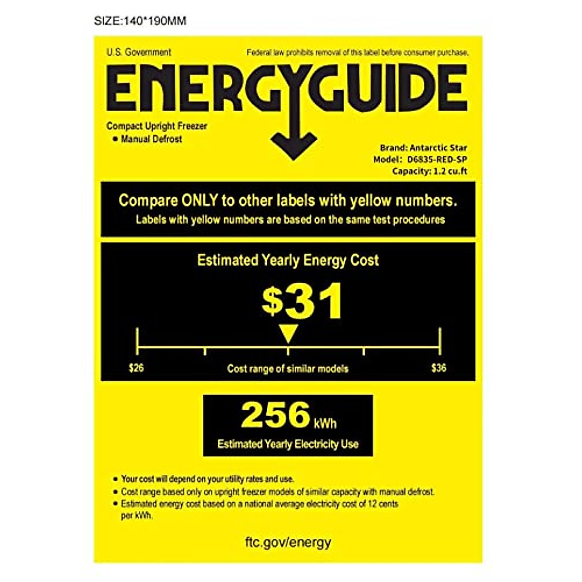 Antarctic Star Mini Upright Freezer -1.2 cu.ft Compact freezer with Removable Shelves and Adjustable Thermostat, for Home/Kitchen/Office(Red)