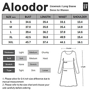 Aloodor Christmas Dresses 2023 Long Sleeve Crewneck Midi Dresses Fall Outfits Party Dress Green L