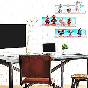 8 Pcs Rainbow Iridescent Acrylic Floating Shelves 4 Sizes Holographic Wall Mounted Kids Shelves Nail Polish Rack Acrylic Bathroom Shelf Rainbow Wall Shelf Book Display Shelves for Bedroom Living Room