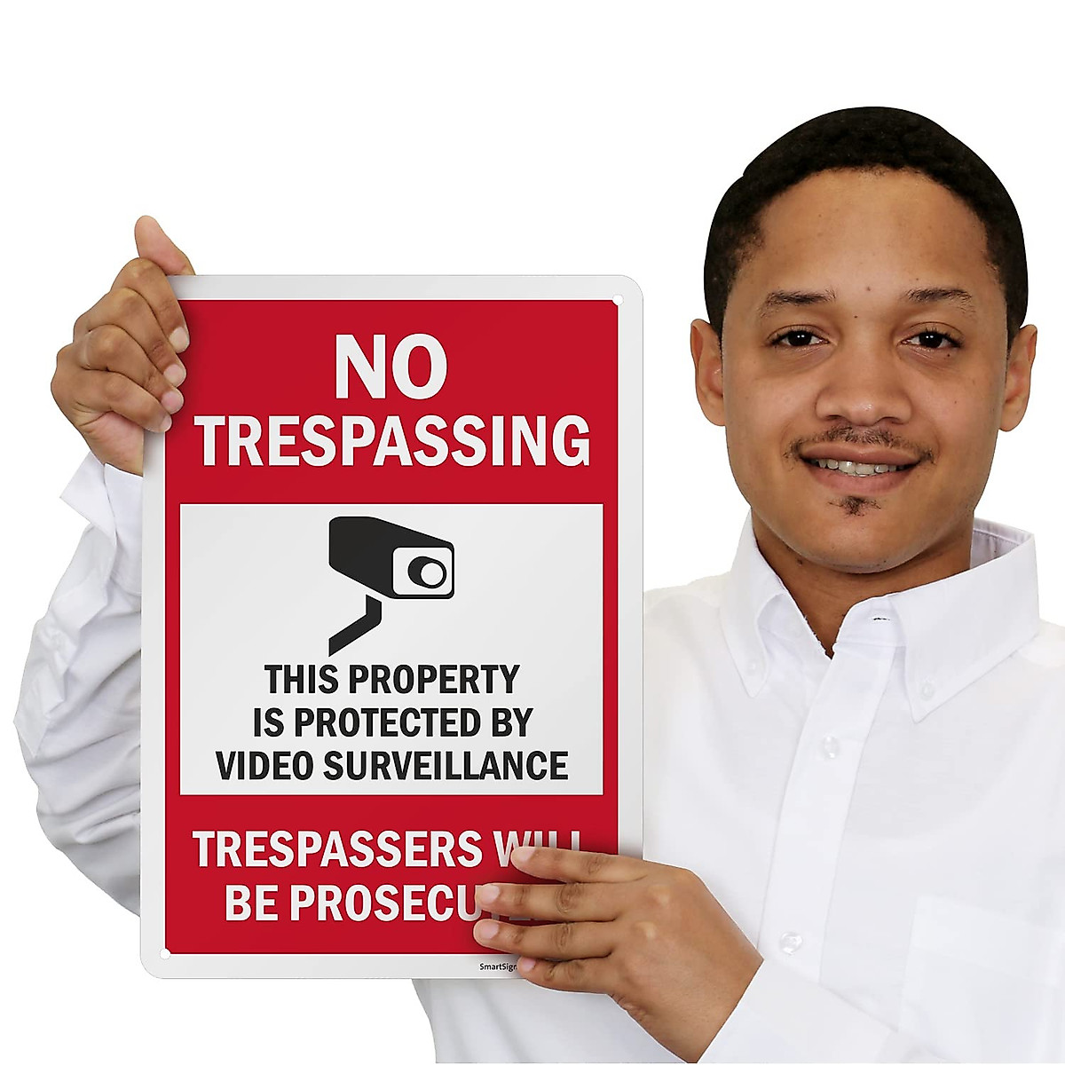 SmartSign "No Trespassing - This Property is Protected by Video Surveillance" Sign | 10" x 14" Aluminum