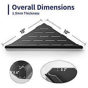 Bernkot 10'' Corner Shower Shelf 2PCS, 304 Stainless Steel Grout in Bathroom Shelves for Tiled Wall, No Drilling Needed (10'', Black)