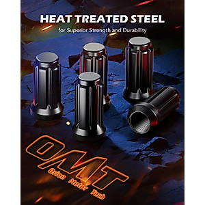 Orion Motor Tech M14x1.5 Lug Nuts Black with Spline Tuner, XL 2 inches Length Conical Wheel Nut, Compatible with Chevy GMC Ford Cadillac Lincoln SAAB Saturn Silverado 1500 Savana, Set of 24