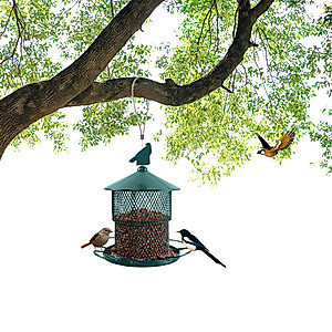 Metal Bird Feeders for Outside Hanging,Squirrel Proof Wild Bird Feeders for Cardinal, Heavy Duty with 4lbs Large Seed Capacity,6 Perches for Garden Yard Outdoors