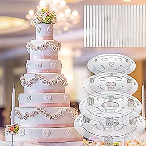 68 Pieces Cake Tier Stacking Kit 12 Pieces Cake Separator Plates for 4, 5, 6, 8 Inch Cakes with 20 Pieces White Plastic Cake Sticks Support Rods, 36 Pieces Clear Cake Stacking Dowels for Tiered Cakes