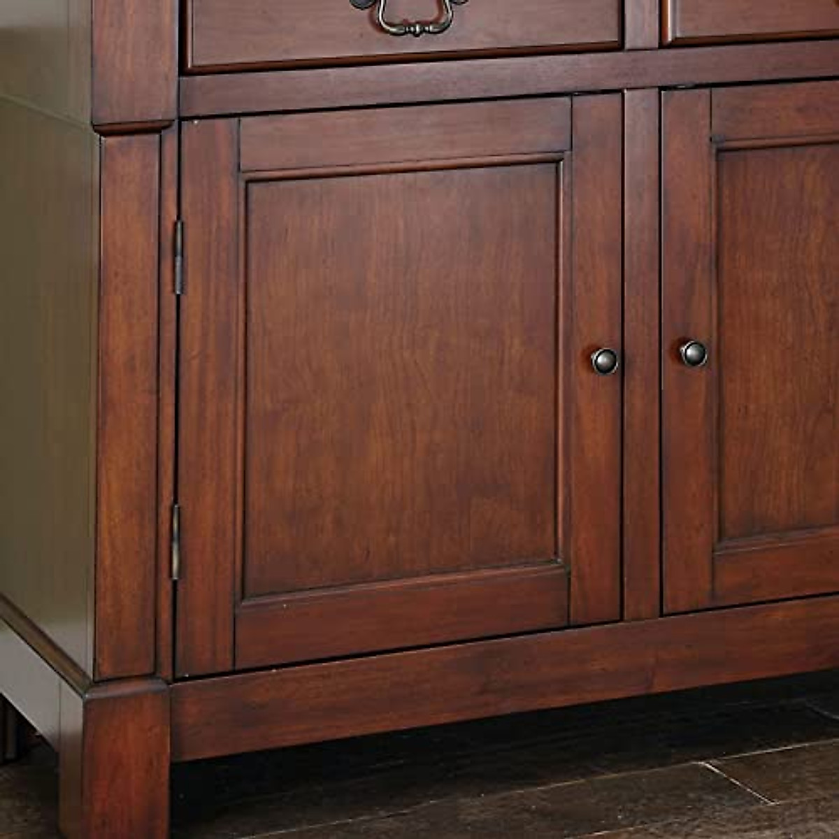 Homestyles Aspen Buffet with Storage and Felt Lined Drawers, 48 Inches Wide by 36 Inches High, Rustic Cherry