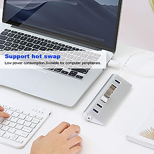 USB Hub, USB3.0 Splitter Docking Station with 7 Port for PC, Laptop, Keyboard, Mouse, Hard Disk Drive, Plug and Play