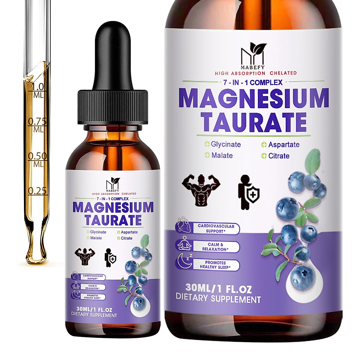 (2 Pack) Magnesium Complex Liquid Supplement, 2000mg Magnesium Taurate with Magnesium Glycinate 500mg,Malate,Aspartate,for Cardiovascular Health,Sleep,Calm,Cramps Support