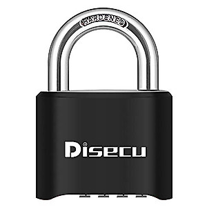 Disecu 4 Digit Heavy Duty Combination Lock Outdoor Waterproof Padlock 1.3 Inch Shackle for Gate, Fence, Gym Locker, Sports Locker (Black)