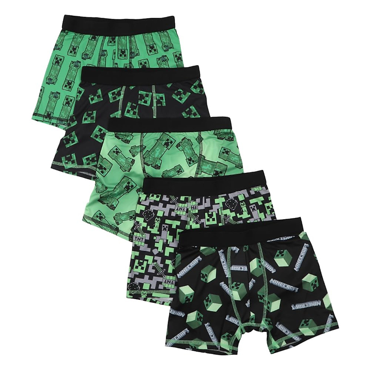 Minecraft Building Video Game 5pk Boys Boxer Briefs Set- Size 4 Black