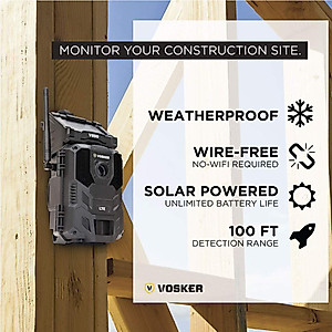 Vosker V200 | Cellular Security Camera | Built-in Solar Panel | LTE, Wireless, Weatherproof, No Wi-Fi Required | Motion Activated Outdoor Surveillance Cameras | Mobile Photo Notifications (V200)