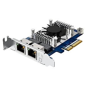 QNAP QXG-10G2TB Two Port 10GbE Network Card Supporting up to Five speeds (10GbE / 5GbE / 2.5GbE / 1GbE / 100MbE), and maximizes Your NAS and PC Network connectivity