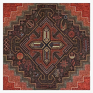 RUGGABLE x Star Wars Washable Rug - Perfect Boho Area Rug for Living Room Bedroom Kitchen - Child Friendly - Stain & Water Resistant - The Mandalorian: Mandalore Scarlet Red 8'x10' (Standard Pad)