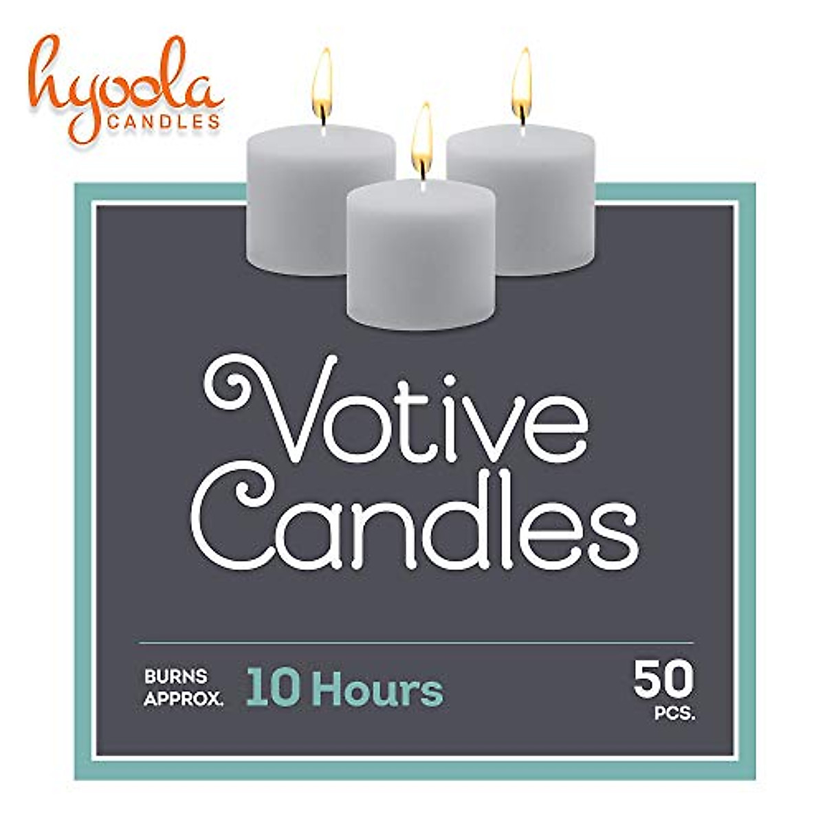 Hyoola Votive Candles - 10 Hour Burn Time - Unscented Candles Votives Bulk - Pack of 50 White Candles - European Made