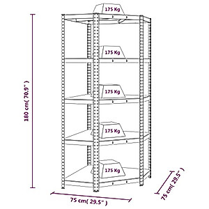 vidaXL 5-Layer Corner Shelf Anthracite Steel&Engineered Wood