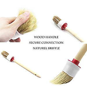 URlighting Car Detailing Brush, 6Pcs Auto Detail Boar Hair Brush Set with Wood Handle for Cleaning Wheels, Dashboard, Interior, Exterior, Leather, Air Vents, Emblems