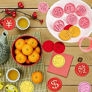Crethinkaty 10Pcs Chinese New Year Cookie Cutters 3D Chinese Style Biscuit Mold Fondant Molds Celebrate Chinese New Year Bakeware Tool