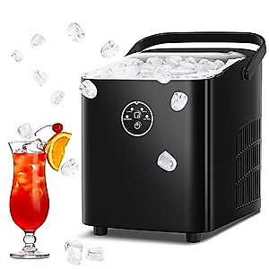 Ice Makers Countertop,Ice Maker Machine 9 Mins 8 Bullet Ice,26.5lbs/24Hrs,Portable Ice Maker Machine with Self-Cleaning,Ice Scoop&Basket,for Home/Kitchen/Office/Party/RV