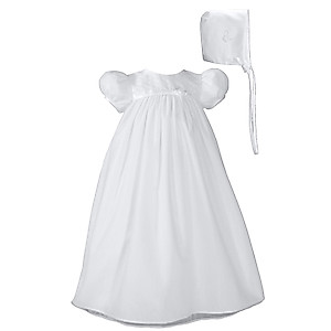 Little Things Mean A Lot Baby Girls White Bonnet Embroidered Christening Dress Outfit - WH 12