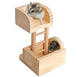 Litewoo Hamsters Wood House Climbing Ladder Lookout Tower Rat Mouse Wooden Climbing Playing Toys Lookout Platform