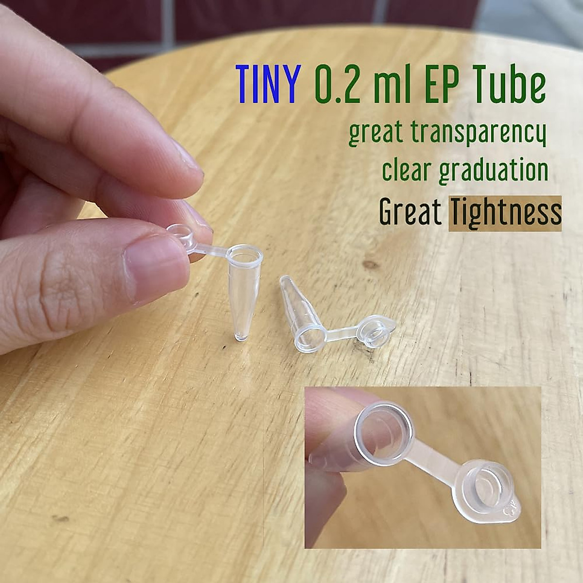 LAMPPE 4 Size 0.2ml 0.5ml 1.5ml 2ml Microcentrifuge Tube Graduated Holder Vial Tiny Container with Snap Cap, Clear EP Tube for Tiny Seeds Scre Storage Sample Tube (100 in Total)