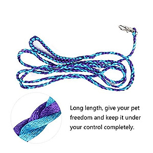 Hamster Leash Small Pet Harness No Harm Nylon Braided Collar Flying Squirrel Other Small Pets for Squirrel Hamster(Blue+Purple)