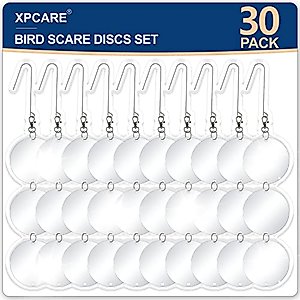 XPCARE 30 Pcs Bird Scare Discs -Highly Reflective Double-Sided Bird Reflectors, Upgraded Discs Set Reflective to Keep All Birds Away Like Woodpeckers, Pigeons, Ducks