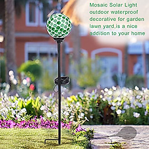 VCUTEKA Solar Lights Outdoor Decorative, Mosaic Solar Garden Light Waterpoof LED Pathway Stake Light for Landscape Lawn Patio Yard Decoration, Green 1 Pack