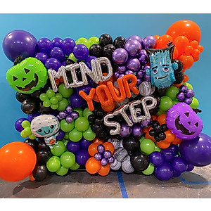 Halloween Party Balloons Decorations, 60PCS 12 Inch Black Orange Purple Green Balloons for Kids Halloween Birthday Bachelorette Party Decorations Supplies