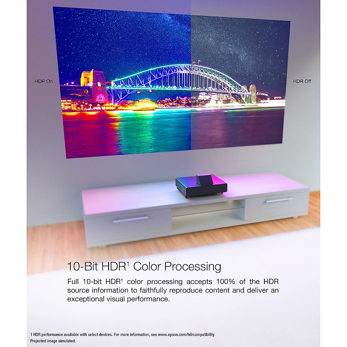 Epson EpiqVision Ultra LS500 Laser Ultra Short Throw Projector, 4000 lumens, 4K PRO-UHD, HDR, Android TV, Google Assistant, HDMI 2.0, Built-in Speakers – Black (Renewed)