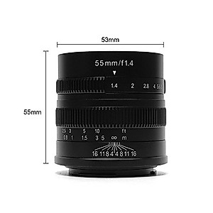 7artisans 55mm F1.4 APS-C Aluminum Manual Fixed Lens für Fuji X Mount Cameras Like X-A1 X-A10 X-A2 X-A3 X-at X-M1 XM2 X-T1 X-T10 X-T2 X-T20 X-Pro1 X-Pro2 X-E1 X-E2 X-E2s (Black)