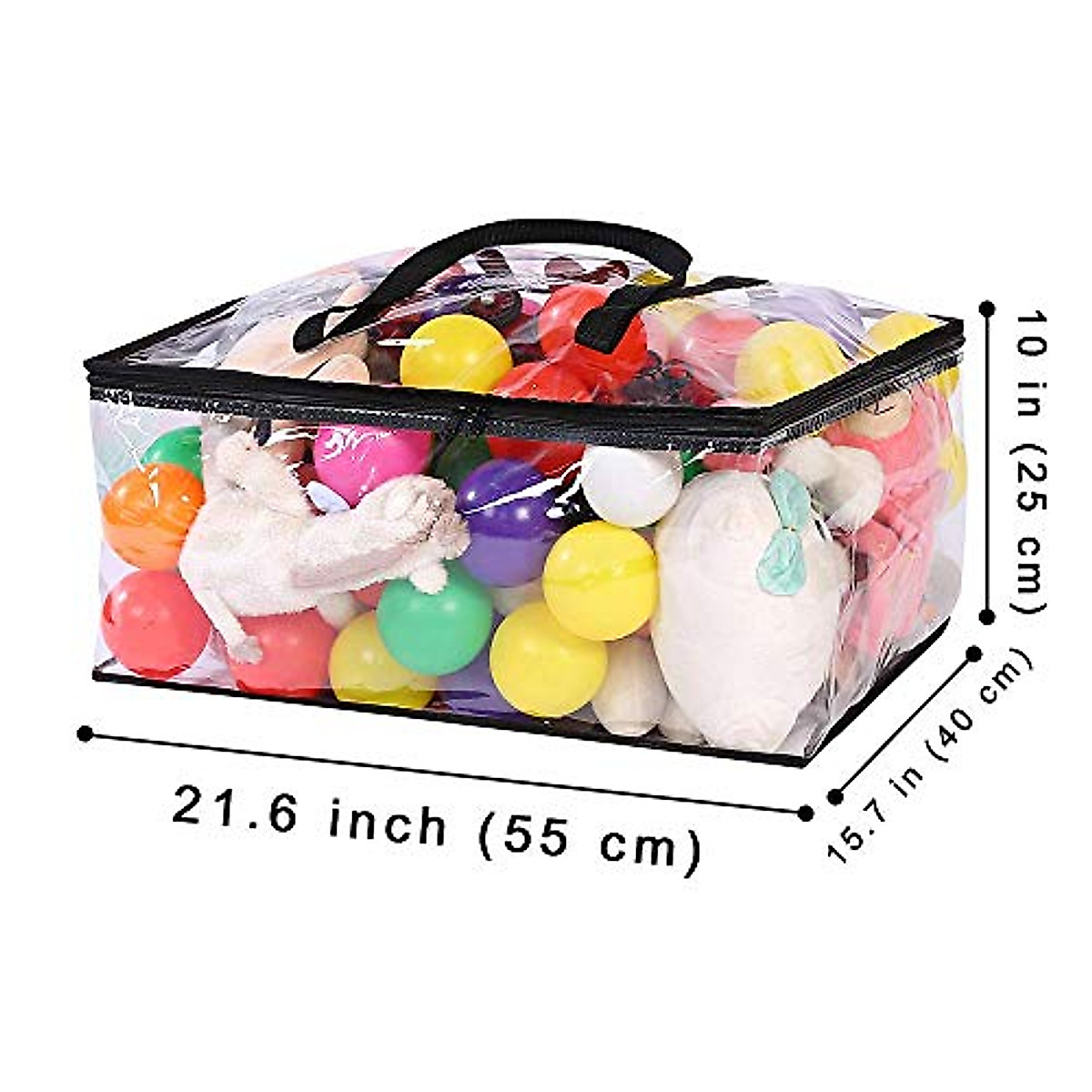 Vieshful 3 Pack 55L Clear Clothes Storage Bags and 3 Pack 110L Storage Bins, Clothing Container Large Capacity Moving Bags with Reinforced Handles