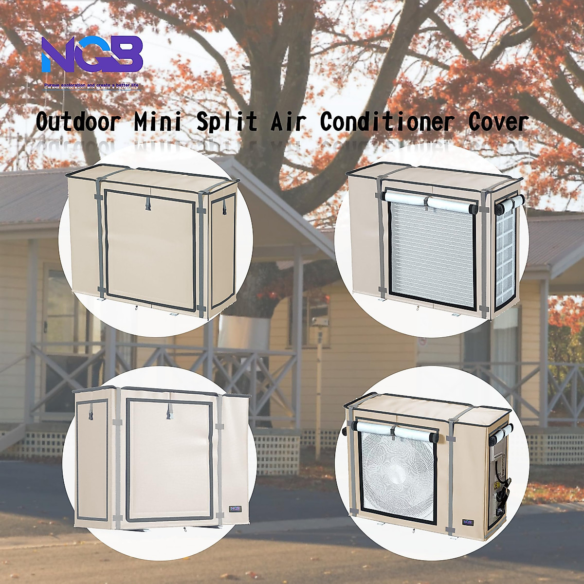 NGB Mini Split Cover for Air Conditioner Outdoor Unit,38.2 "L x17 "W x32.7"H for Ductless Air Conditioning Protected Operation Universal for Mini Split Condenser HVAC Units All Seasons.