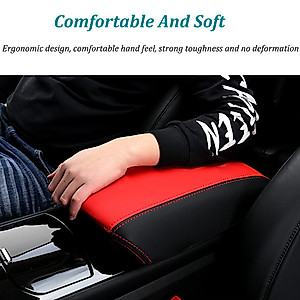 CEBAT Auto Center Console Cover Pad, Waterproof Anti-Scratch Leather Armrest Seat Box Protector Fit for Ford Edge 2015-2024, Car Interior Decoration Accessories(Carbon Fiber)