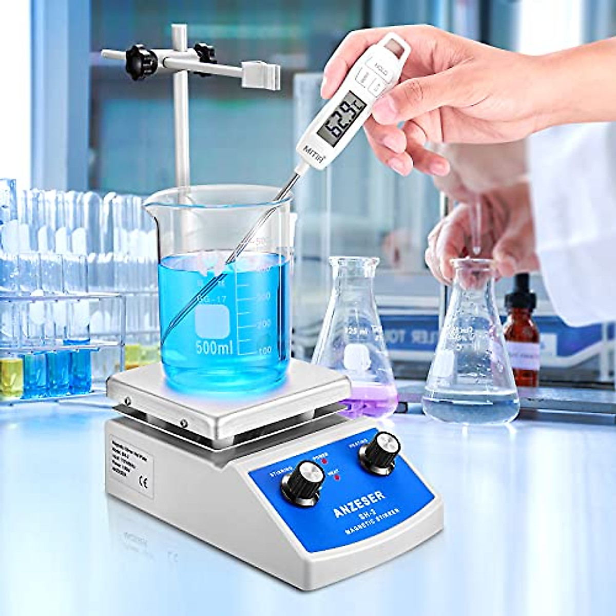 ANZESER Magnetic Stirrer Hot Plate, 100-2000rpm Magnetic Hotplate Stirrer, 180W Heating Power 716℉ Hot Plate Stirrer, 5×5 Inch Magnetic Stir Plate