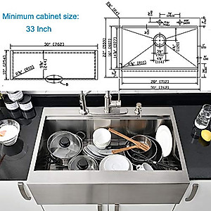 30 Inch Drop In Farmhouse Sink Workstation-Bokaiya 30x22 Inch Stainless Steel Farmhouse Drop In Sink Top Mount Workstation Kitchen Sink 16 Gauge Single Bowl Deep Kitchen Sink