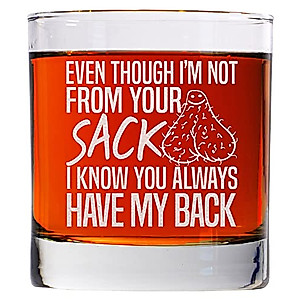CARVELITA I Know You Always Have My Back Whiskey Glass - 11oz Old Fashion Bourbon Rocks Glass - Bonus Dad Gifts - Step Dad Gifts - Birthday Gifts For Stepdad - Stepdad Gifts - Sarcastic Gifts