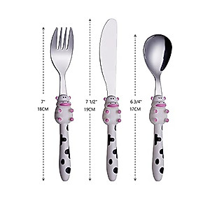 ANNOVA Kids Silverware Set 6 Pieces - Childrens Flatware Stainless Steel (6, Cow)