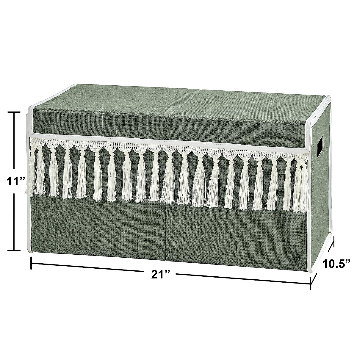 Sweet Jojo Designs Dark Green Boho Boy Girl Gender Neutral Collapsible Toy Storage Box Chest Organizer with Lid Baby Nursery Kids Childrens Room Sage Modern Bohemian Farmhouse Southwest Diamond Tuft