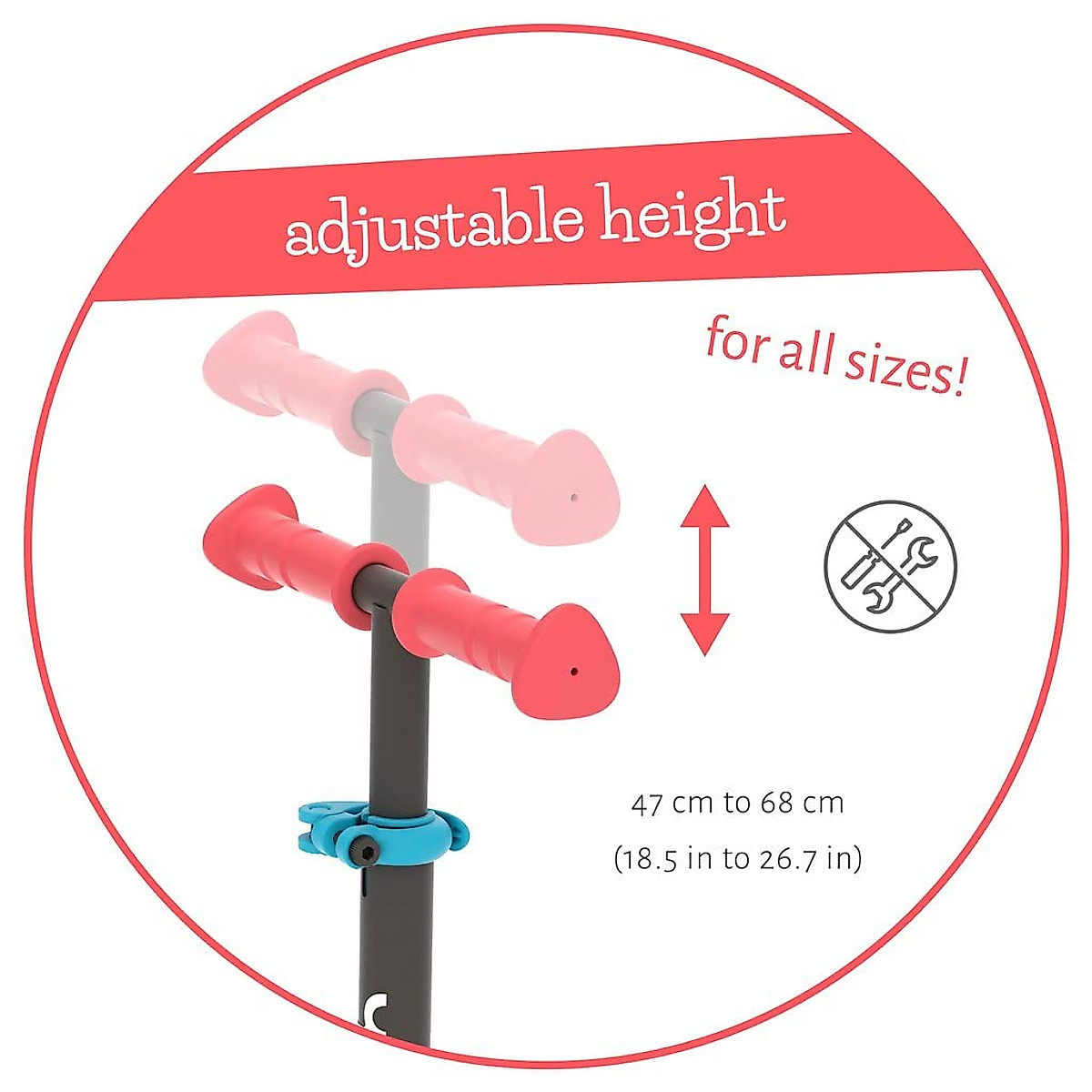 Chillafish Scotti Glow 3-Wheel Lean-to-Steer Scooter with Light-up Wheels, twintip Antislip Deck and Integrated Brake, Adjustable Height Handlebars, Comfy handgrips, for All Ages 3 and up, Red