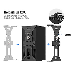 Magnetic Wall Mount for Xbox Series X, Metallic Support Bracket with Gaming Headset Hook, Magnets and Built-in Level Design - Mount XSX Vertical, Horizontal or Under The Desk