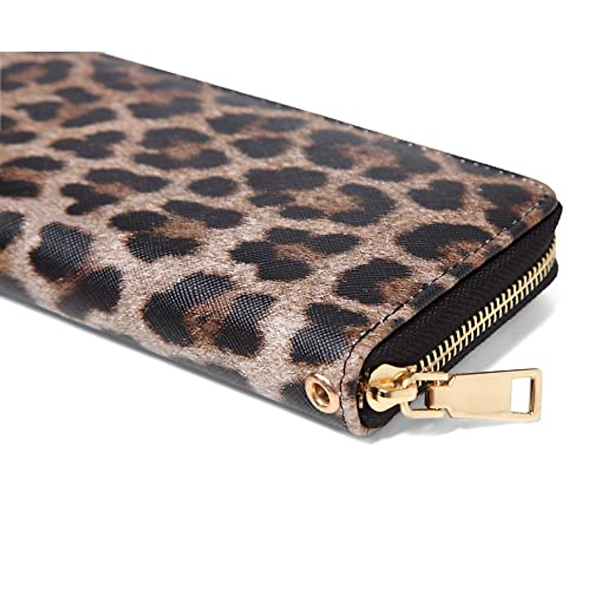 Foyinbet Leopard Print Wallets for Women Cheetah Animal Print Wallet and Purse Leather Zipper Closure Card Slots Brown