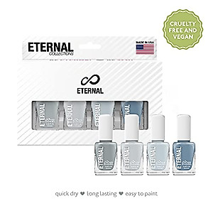 Eternal Gray Nail Polish Set for Women (MINIMALIST) - 13.5ML 4 pc Light Nail Polish Set for Girls - Long Lasting & Quick Dry Natural Nail Polish Kit for Home DIY Manicure & Pedicure - Made in USA