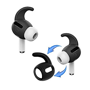 Micro Traders 3 Pairs of Silicone Ear Hooks Compatible with AirPods Pro 2019 Headphone Anti-Slip Secure Holder Protector Covers Headset Anti-Lost Accessories Black