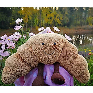 EASELR WeightedPlush 9" Croissant Plush Cute Smile Croissant Bread Pillow Stuffed Animals Funny Soft Food Plushies Toy for Gifts for Kids Birthday