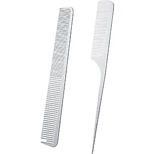 Boao 2 Pieces Metal Tail Combs Stainless Steel Fine Cutting Comb for Hair Styling Cutting(Silver)