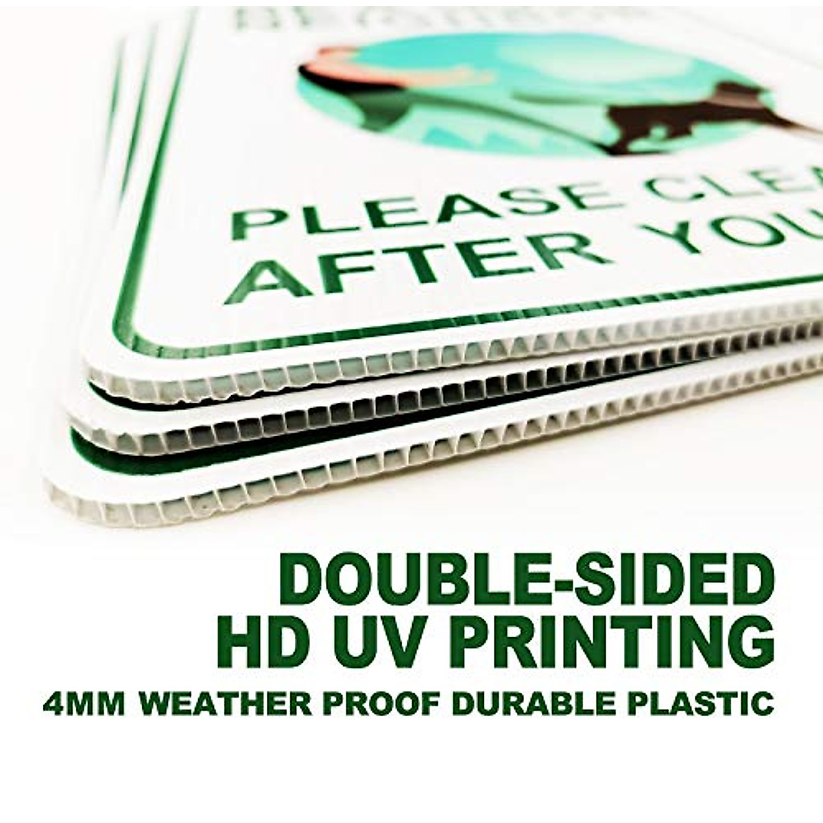 Clean Up After Your Dog Signs (4 Pack, 9 x 12") With Metal H-Stakes, Double Sided,No Dog Poop Lawn Signs,Outdoor & Sturdy