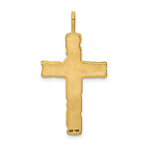 Solid 14k Yellow Gold Nugget Cross Pendant Charm - 34mm x 18mm