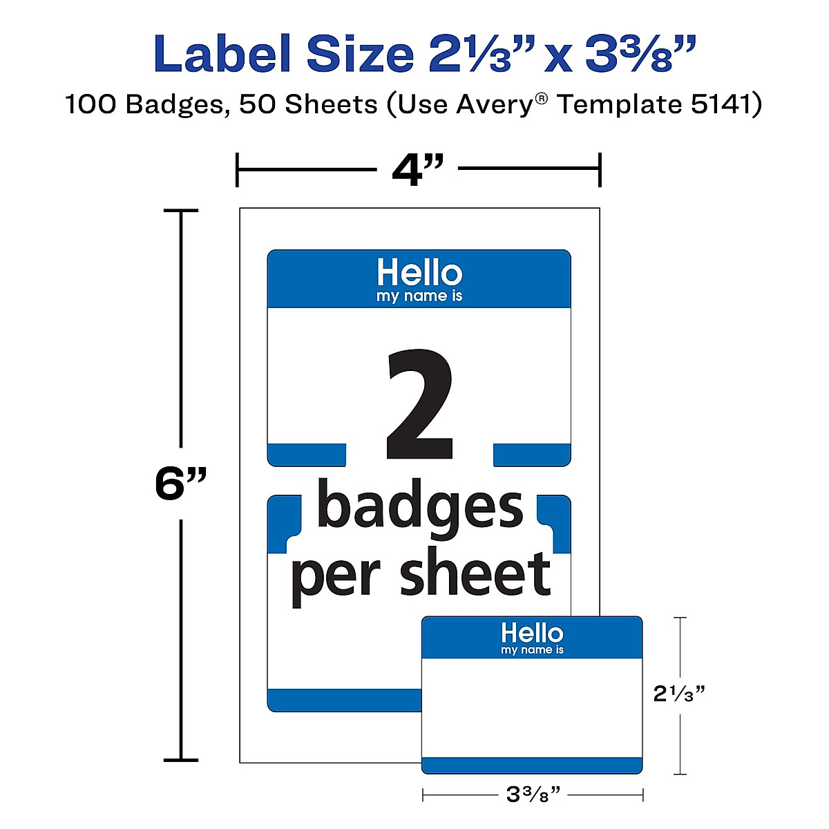 Avery Hello My Name Is Name Tags - 100 Removable Badges for Events