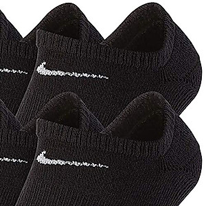 Men's Nike Everyday Plus Cushion No Show Socks, Black/White, Size Large